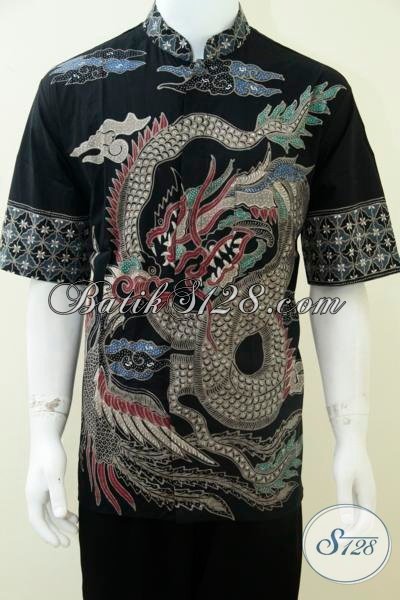 Baju Batik Kerah Shanghai Motif Naga Terbaru Warna Hitam Elegan Dan ...