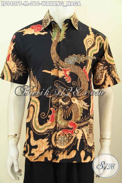 Baju Batik Trendy Dasar Hitam Motif Naga, Pakaian Batik Solo Halus ...